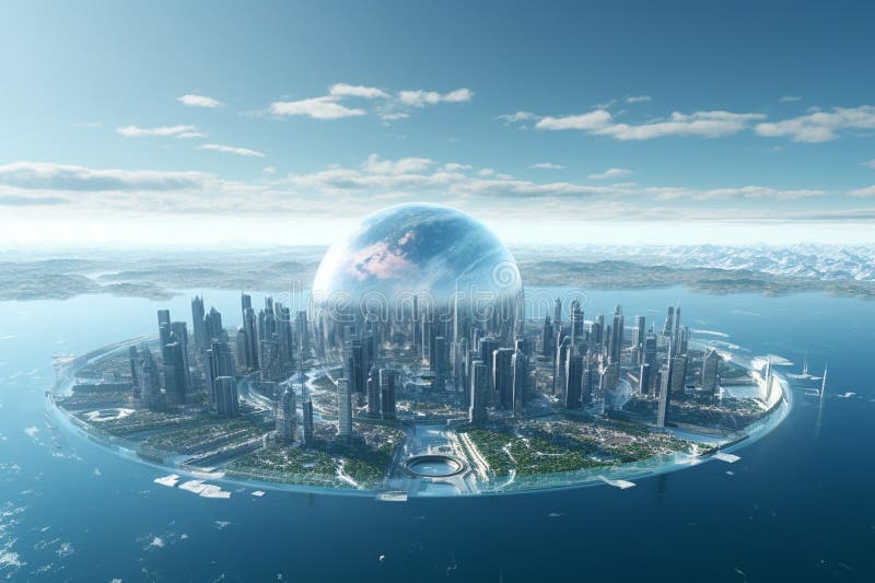 Futuristic Depiction of Earth with Advanced. Generative Ai Stock ...