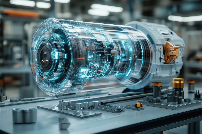 Futuristic Depiction of an Electrical Motor with Radiating Energy in a ...