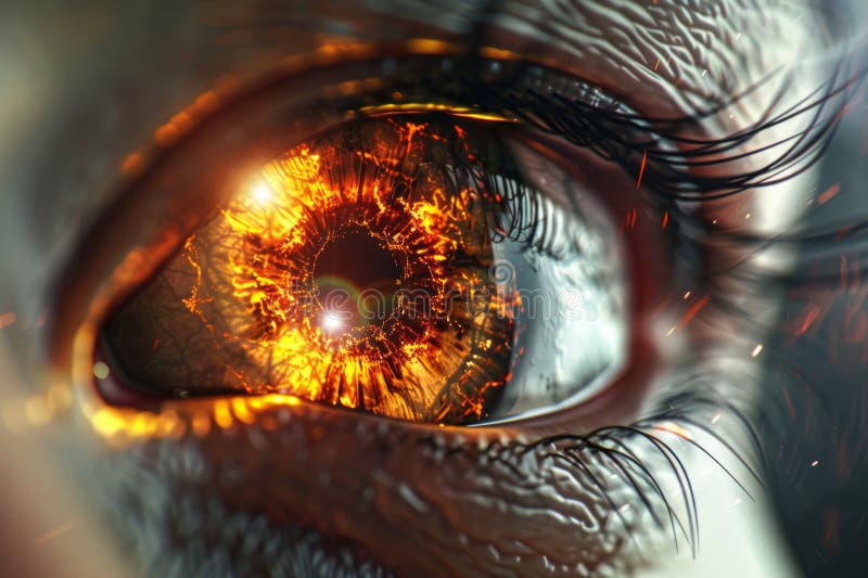 Futuristic Depiction of a Fiery Red Eye, Symbolizing Power and ...