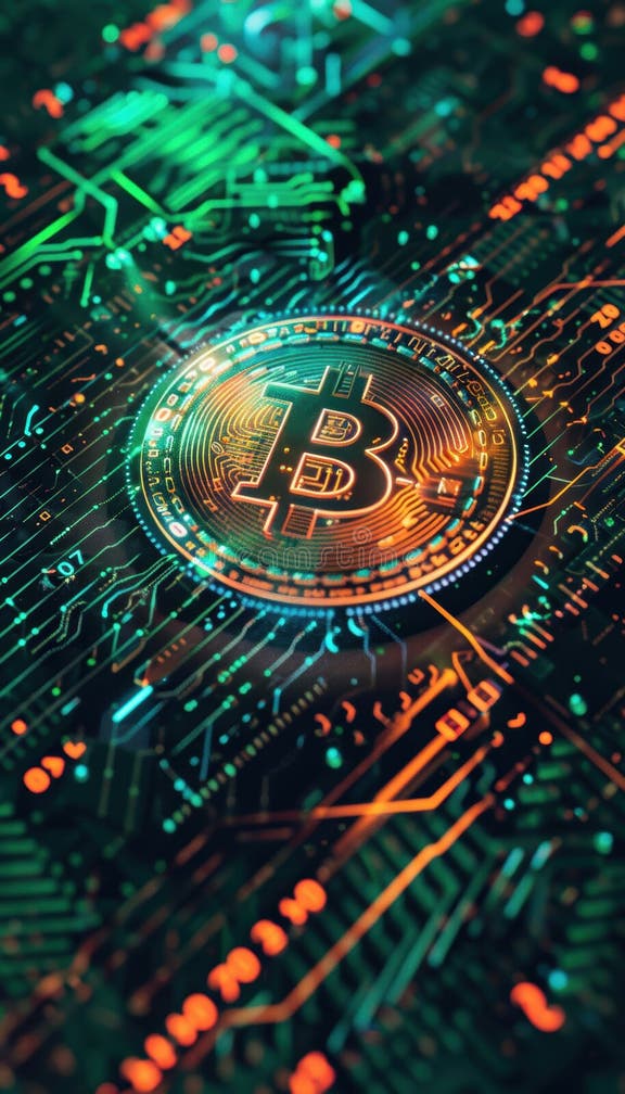 Futuristic Digital Coin with Energy and Binary Code for Technology ...