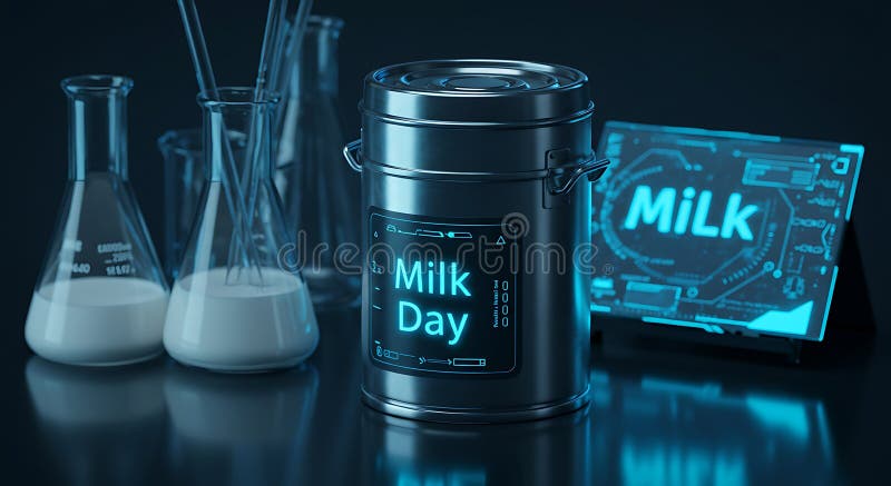 Futuristic Depiction of a Lab with Milk Experiments and Cybernetic ...