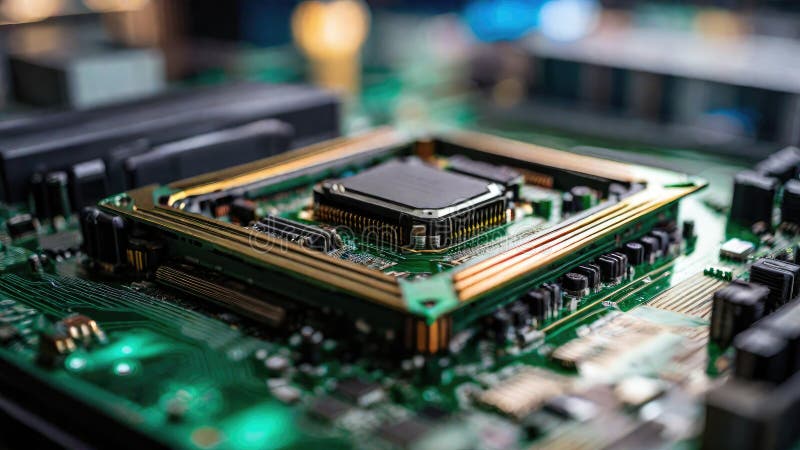 Motherboard with a Processo. Generated with AI Stock Illustration ...