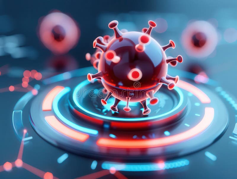 Futuristic Depiction of a Virus Model on a Interface Background ...