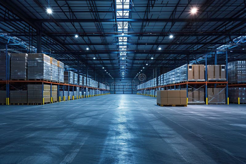 Futuristic Depot: High-Tech Storage Facility, Large, Well-Lit, and ...