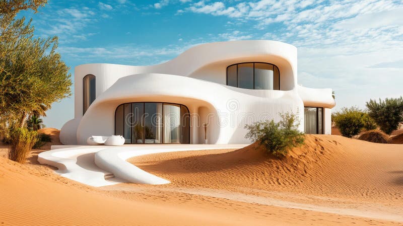 Futuristic Desert Home: Luxury Architecture in Arid Landscape Stock ...
