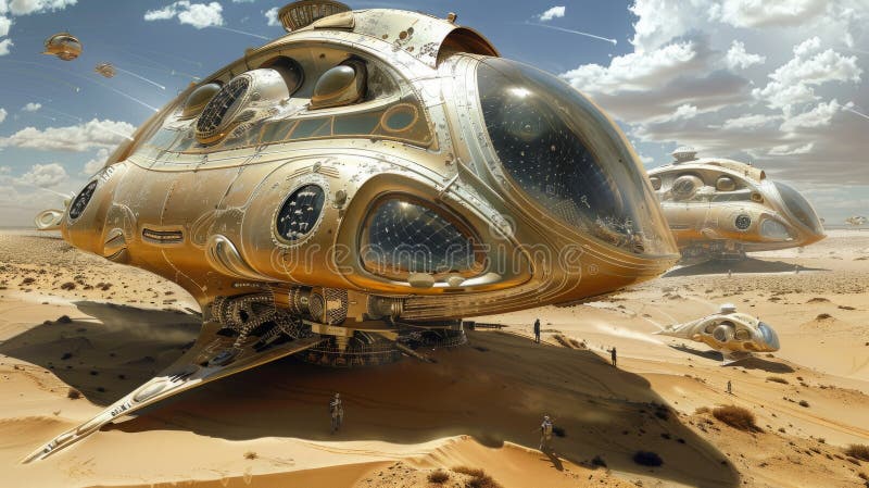 Futuristic Desert Spaceship Design with Sci-fi Elements and Innovative ...