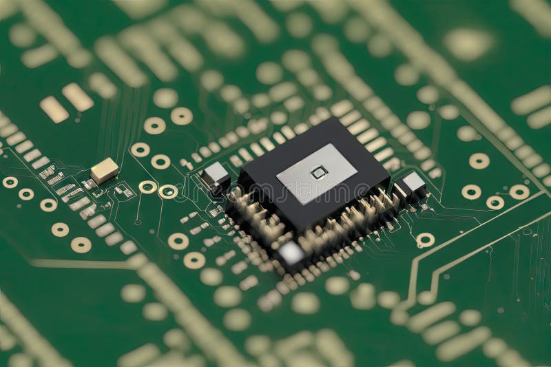 Circuit Board, Chip Processor, Mainboard and Code Programmer. Blue and ...