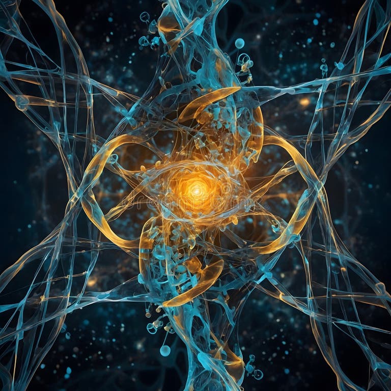 Futuristic Design Blending Molecular Structures, DNA Strands, and ...