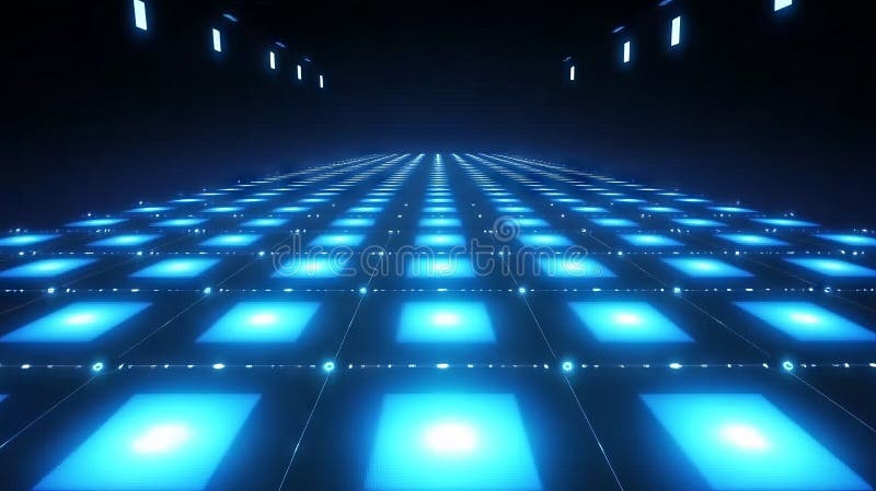 Futuristic Design with Blue Dots that Illuminate a Dark Background ...