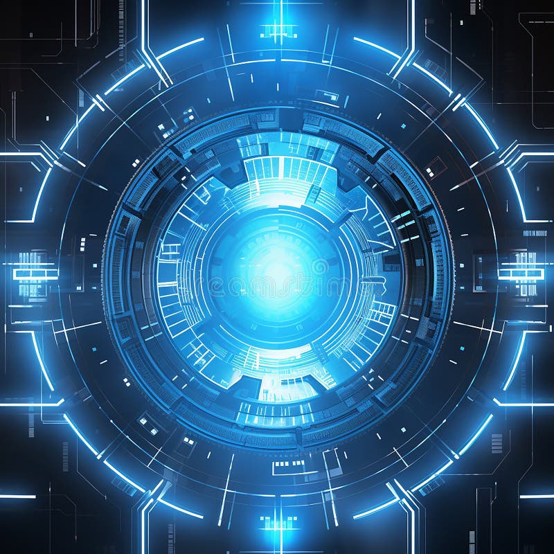 Neon Tech Style Design in Abstract Shapes and Lines. Stock Illustration ...