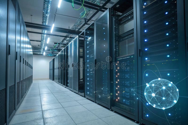 Data Center Abstract Design with Digital Spheres Stock Illustration ...