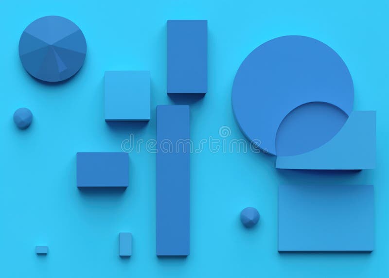 Futuristic Design: 3D Abstract Geometric Figures on Blue Backdrop ...