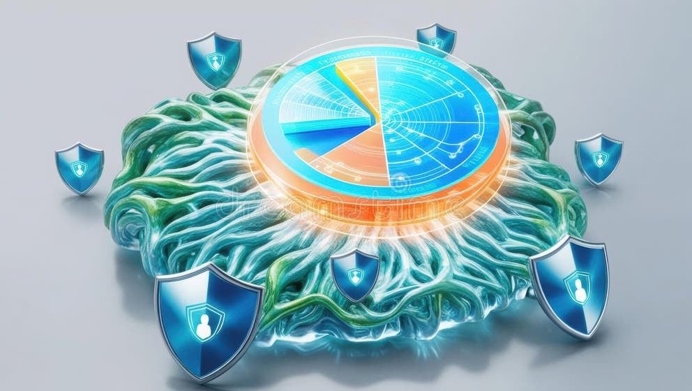 Futuristic Design Featuring a Central, Glowing Shield Surrounded by ...