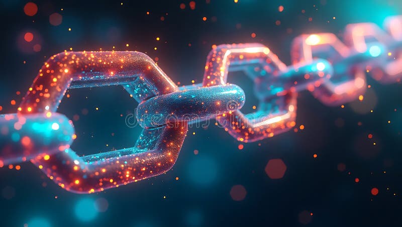 A Futuristic Design Featuring a Chain Link Composed of Glowing ...