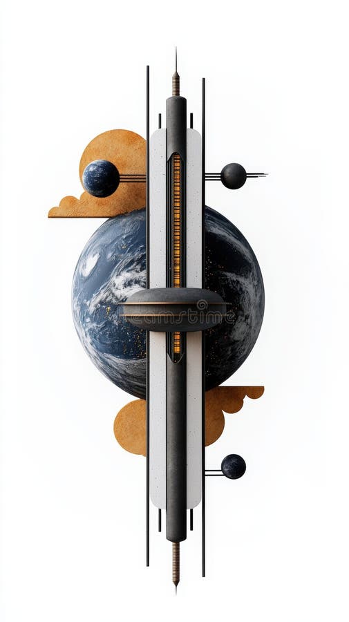 Futuristic Design Featuring a Planet with an Abstract Structure ...