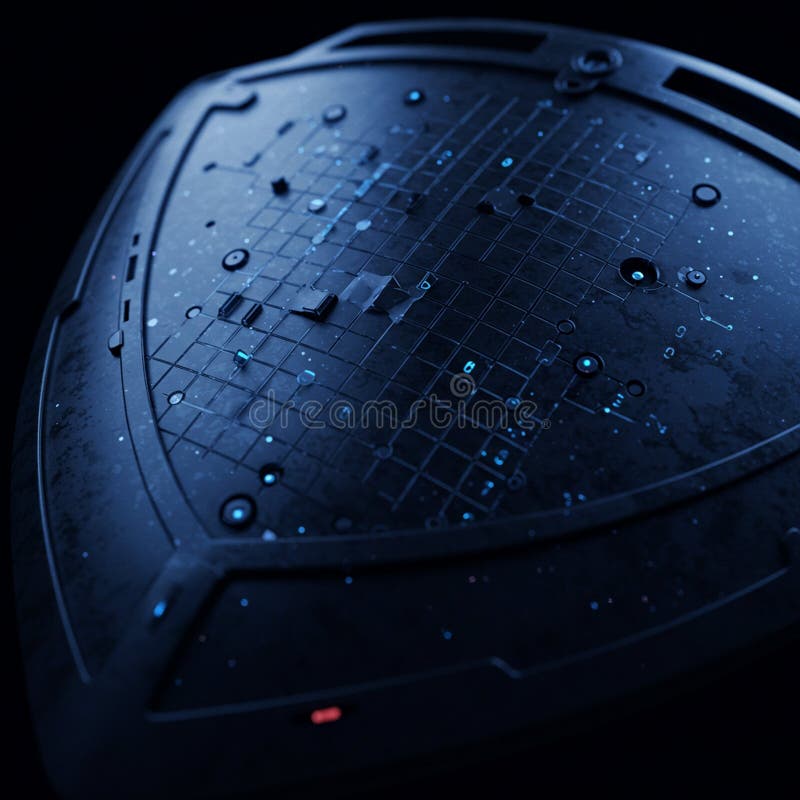 Futuristic Design Featuring a Shield-like Structure with a Dark, Matte ...