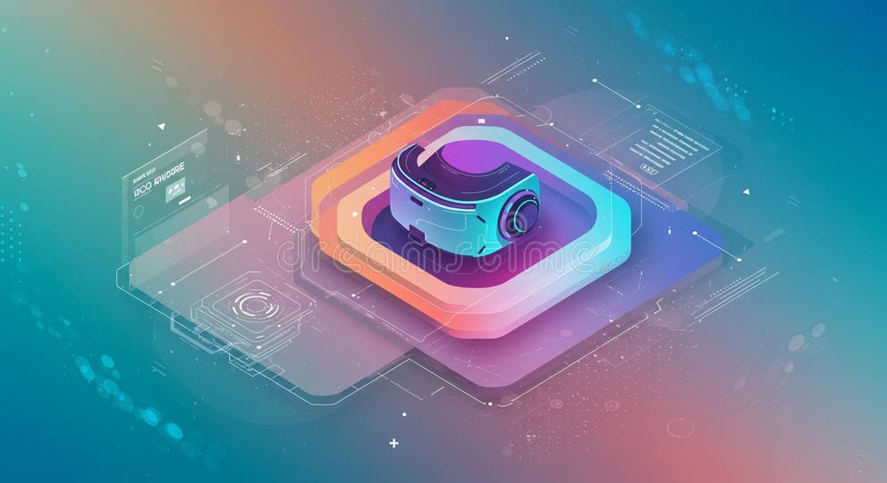 Futuristic Design Featuring a Stylized Virtual Reality Headset Set ...