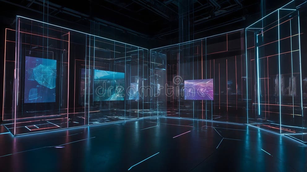 Futuristic Design with Floating Holographic Screens, Sensors, and ...