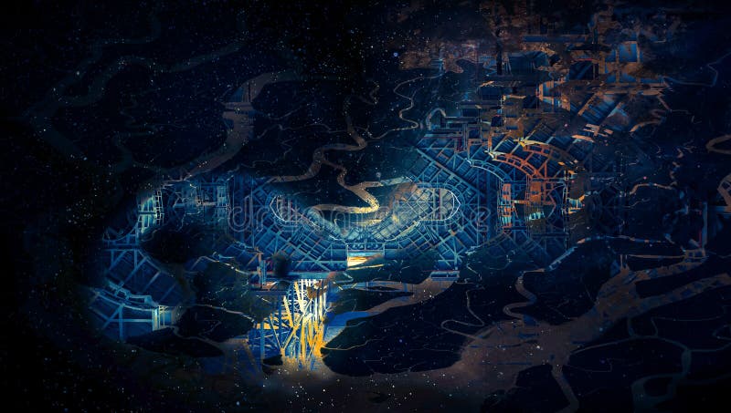 Futuristic Space Design Structure in Galaxy. Stock Image - Image of ...