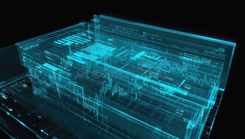 Digital Architecture Showcasing Advanced Data Visualizations in Blue ...