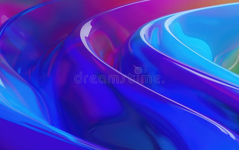 Futuristic Design: Multicolored Curved Object in Abstract Blue Glass ...
