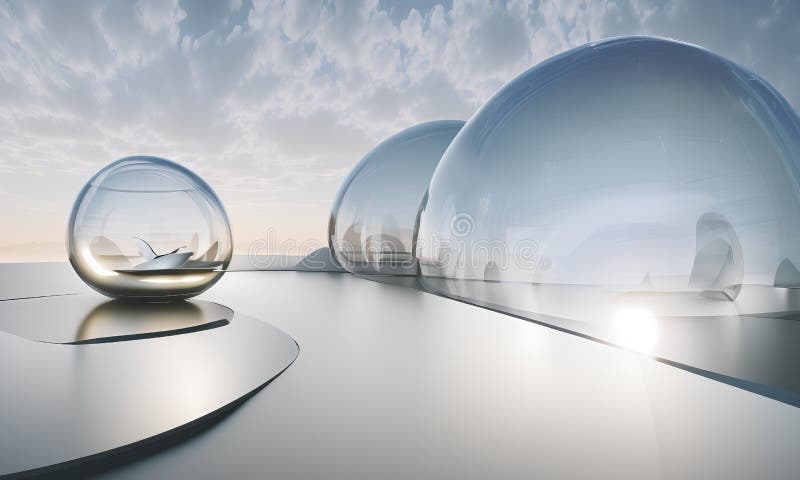 Futuristic Design of Open Empty Terrace Space with Glass Balls ...