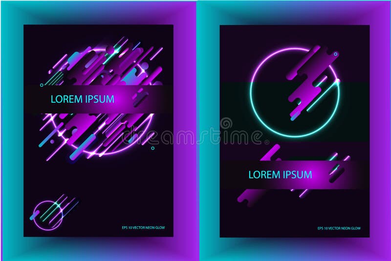 Futuristic Design Posters. Rounded Lines and Neon Gloss on a Dark ...