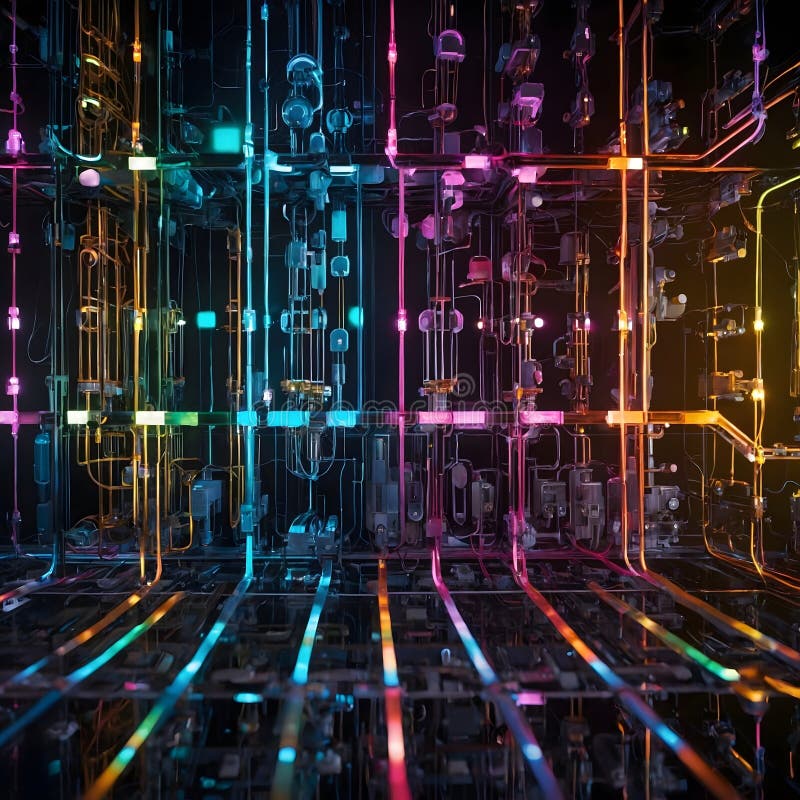 Futuristic Design with Robots, Sensors, and Energy Sources in a ...