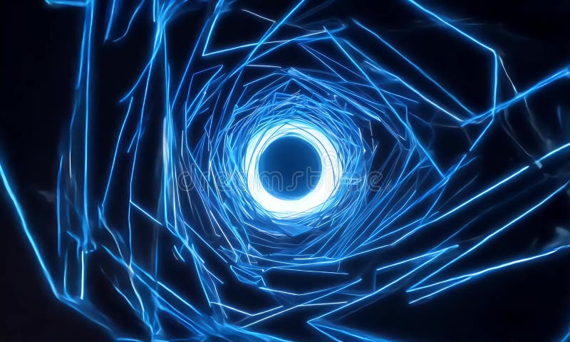 Futuristic Design with Rotating Blue Neon Lines Creating an Abstract ...