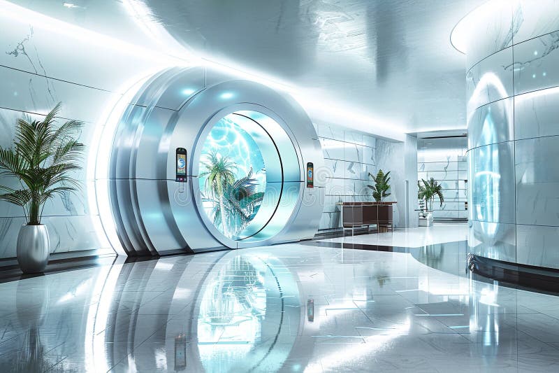 Futuristic Design of a Secured Vault of Modern Bank Stock Illustration ...