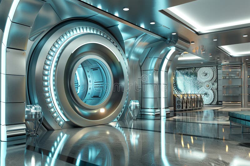Futuristic Design of a Secured Vault of Modern Bank Stock Illustration ...