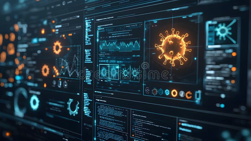 Futuristic Desktop Interface Showing Malware Detection Stock ...