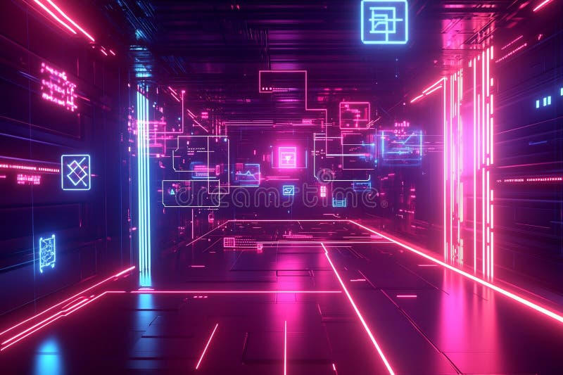 Futuristic Development Hub with Floating Neural Network Diagrams and ...