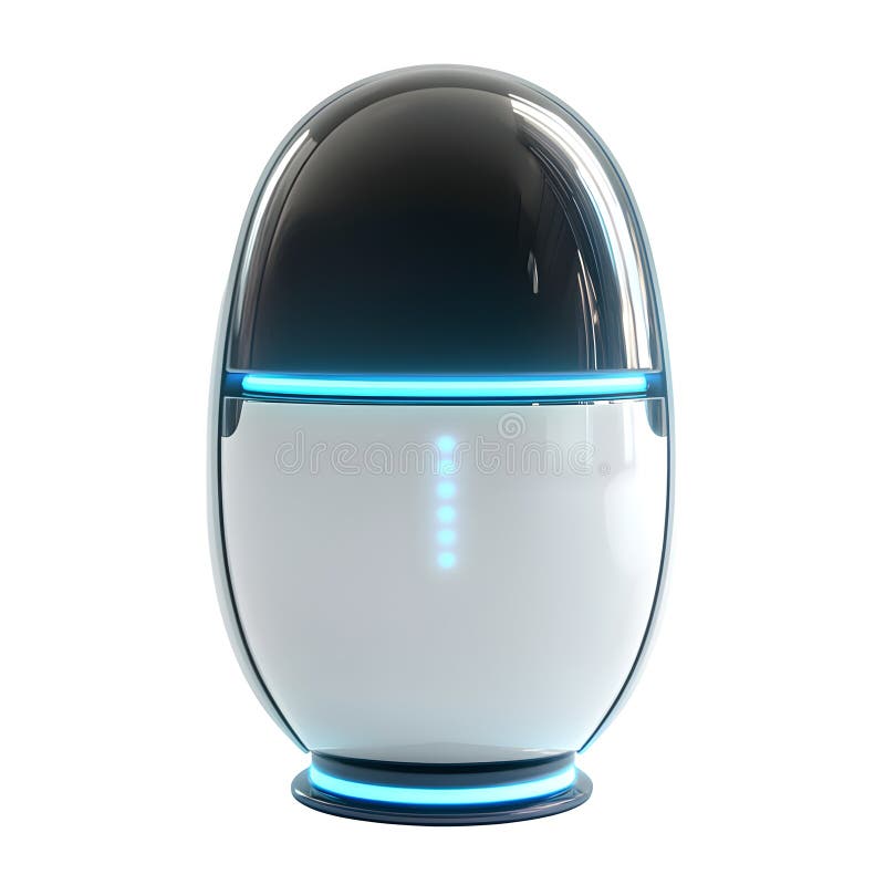 Isolated Futuristic Device with Black Top and White Bottom with Blue ...