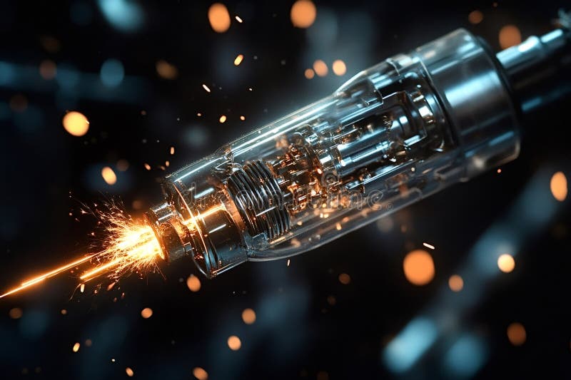 Futuristic Device Emitting Powerful Energy Beam with Sparks Stock Image ...