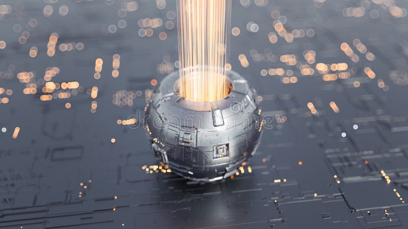 Futuristic Device with Energy Stream 3D Render Illustration Stock ...