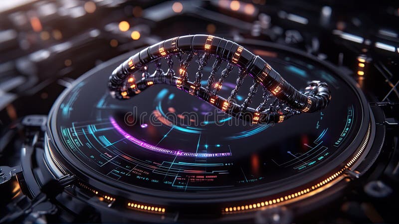 Futuristic Device Extracting DNA Sequence Stock Image - Image of ...