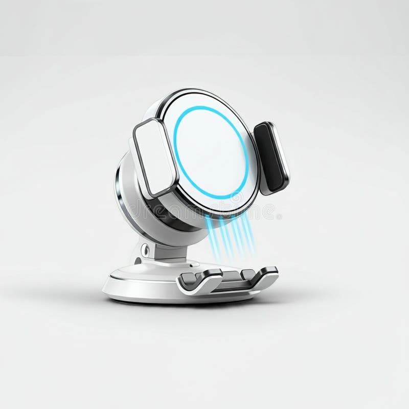 Futuristic Device Featuring a Circular Interface with a Glowing Blue ...