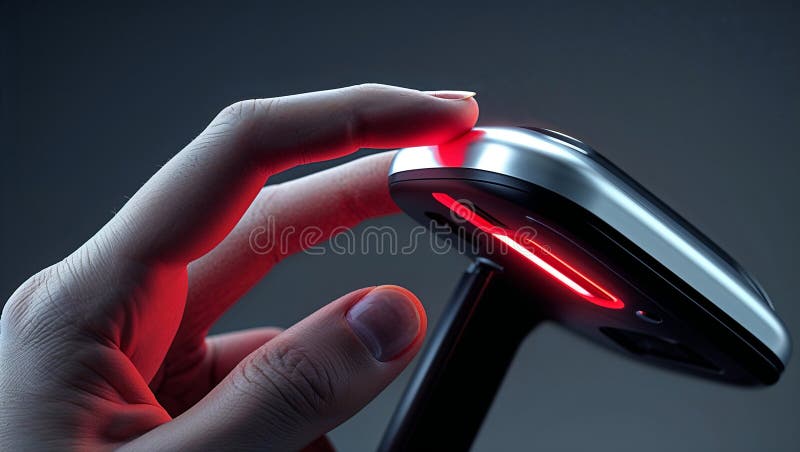 Futuristic Device Interaction with Red LED Light Stock Illustration ...
