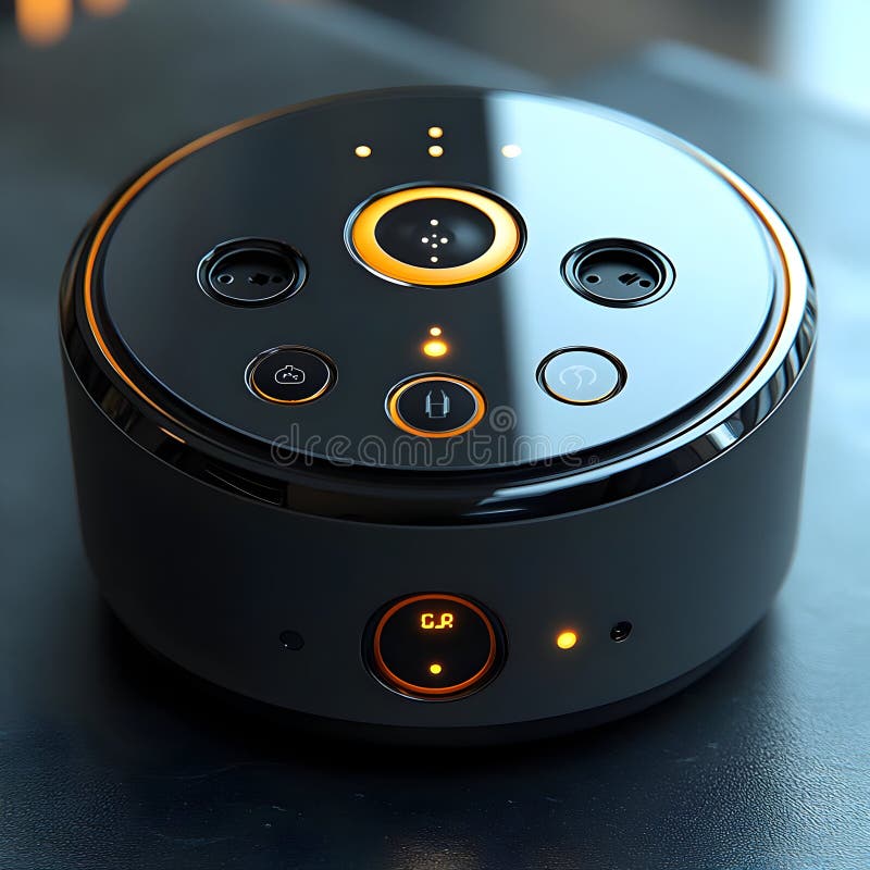 Futuristic Device with Orange Lights 3D Render Stock Illustration ...