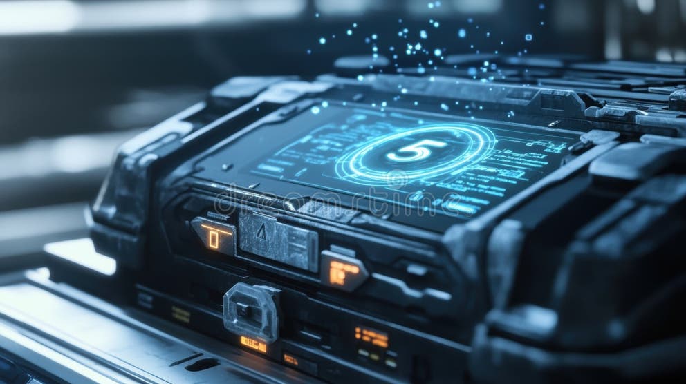 Futuristic Device Showing Countdown on Digital Display in Innovative ...