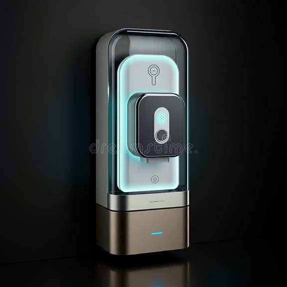 Futuristic Device with a Sleek, Metallic Finish Mounted on a Wall. it ...