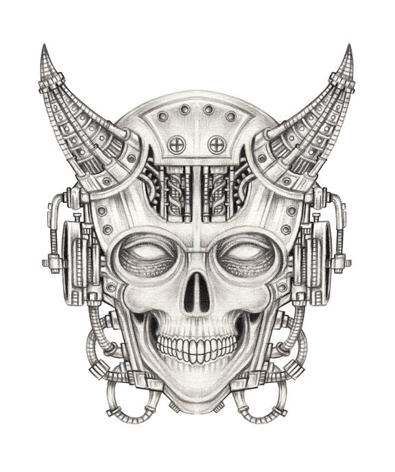 Futuristic devil skull. stock illustration. Illustration of nose ...