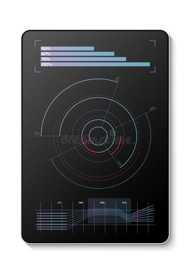 Futuristic Diagrams Projected on a Digital Tablet Stock Illustration ...