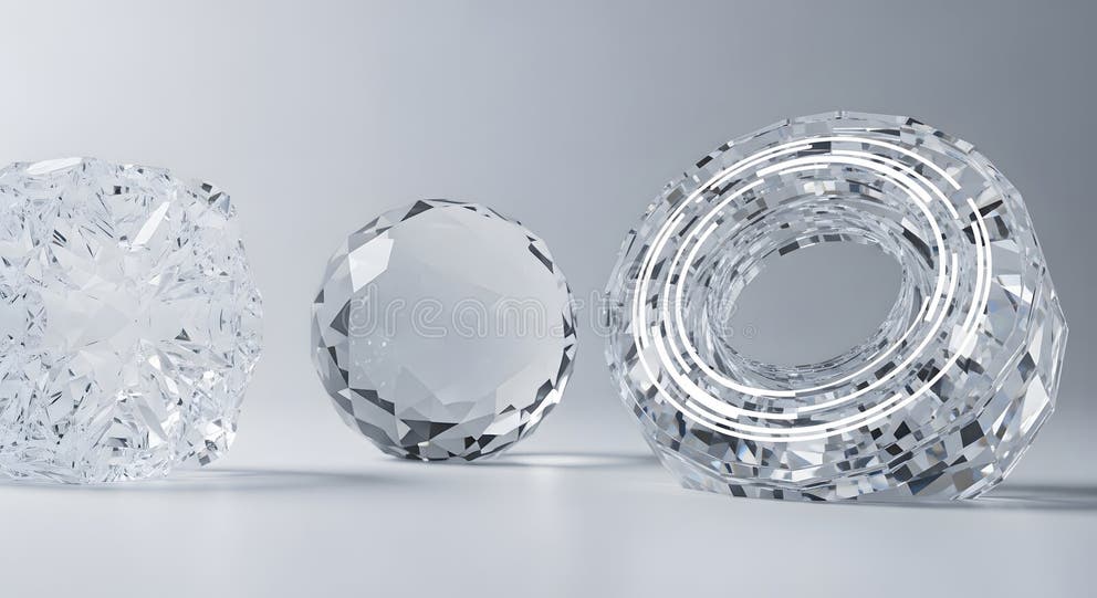 Futuristic Diamond Shapes and Abstract Crystal Forms Stock Illustration ...