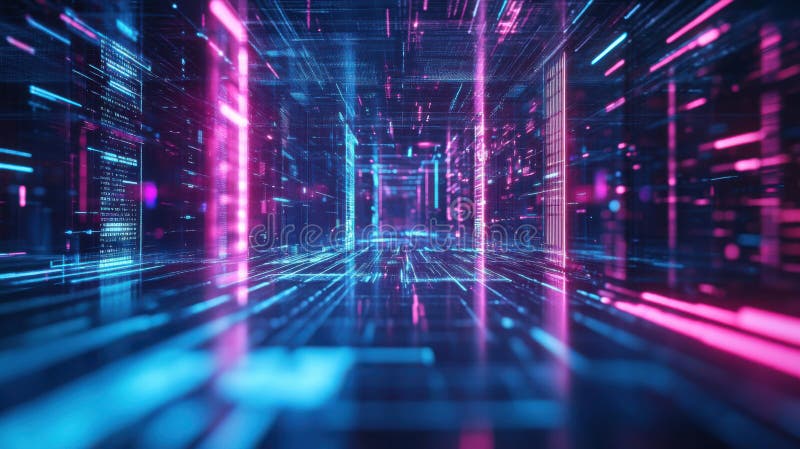 Futuristic Digital Abstract in Neon Colors for Technology and ...