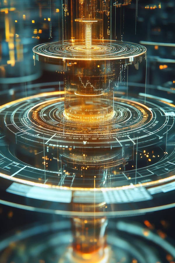 Futuristic Digital Abstraction of Energetic Flow with Glowing Circular ...