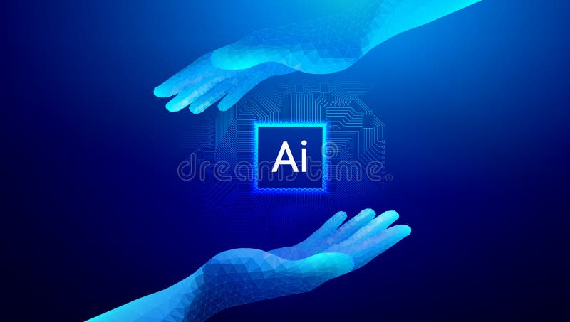 Futuristic Digital Ai Hand Holding AI Microchip with Circuit Board ...
