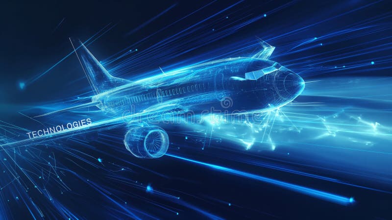 Futuristic Digital Airplane Blueprint Stock Photo - Image of schematic ...