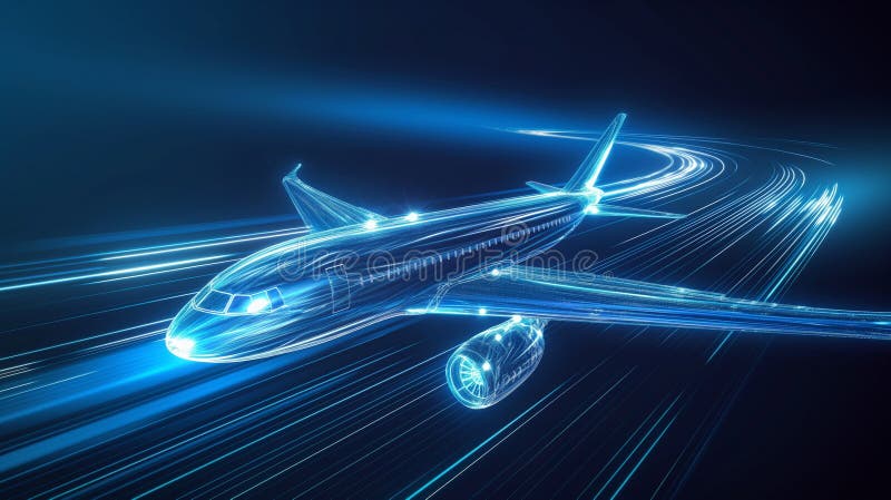 Futuristic Digital Airplane in Motion Stock Photo - Image of futuristic ...